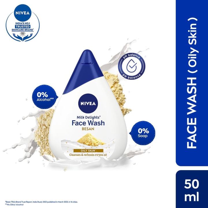 Nivea Milk & Besan Face wash , ph balanced for Gentle cleansing (Oily ...
