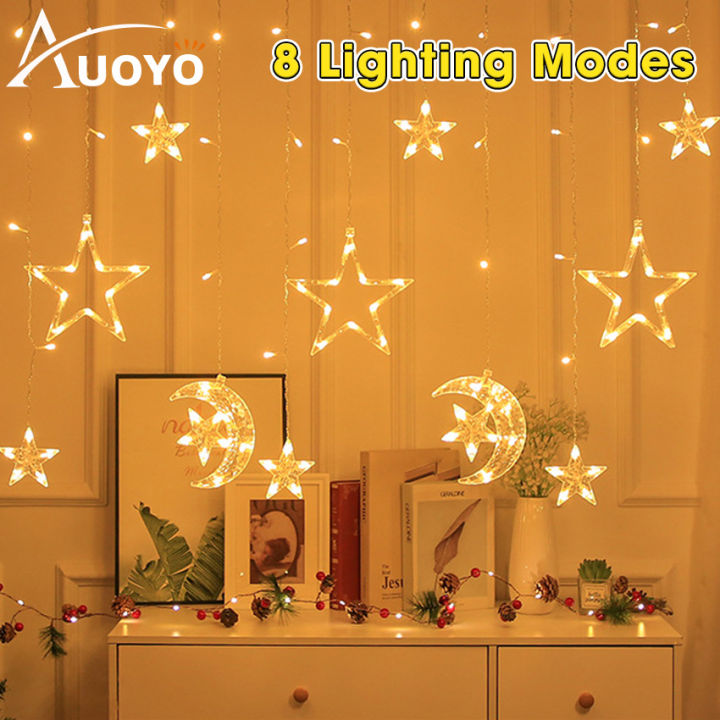 Auoyo LED Curtain Light Curtain String Light Star Curtain Light Moon ...