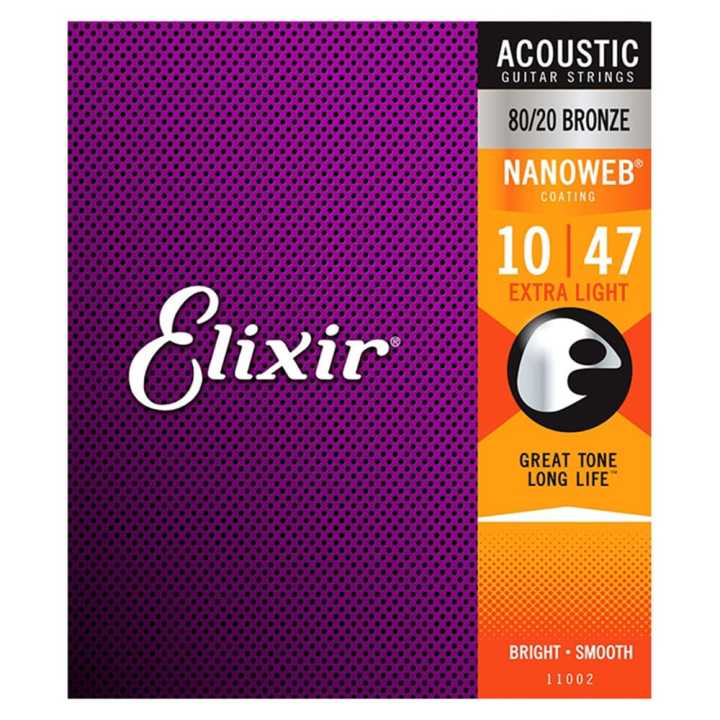 Elixir Strings Bronze Acoustic Guitar Strings with NANOWEB Coating ...