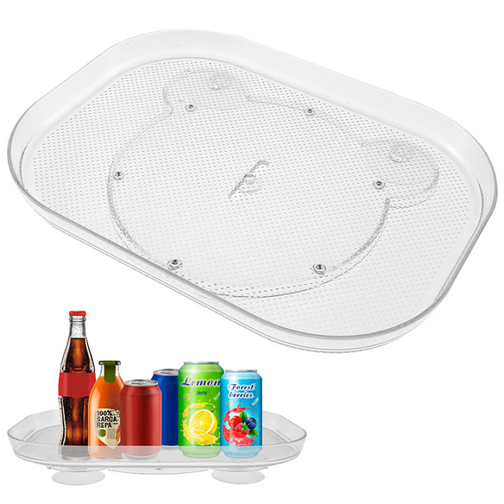 360° Rotating Tray Lazy Susan Fridge Organizer Turntable Storage Tray ...