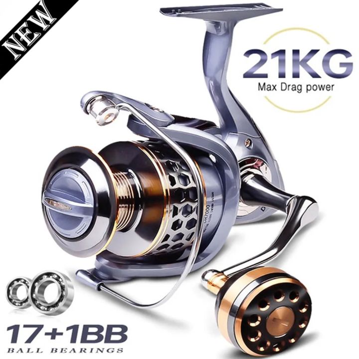17+1BB Max Drag 21KG Spool Fishing Reel Gear 5.2:1 Ratio High Speed Spinning Reel Casting Reel ...