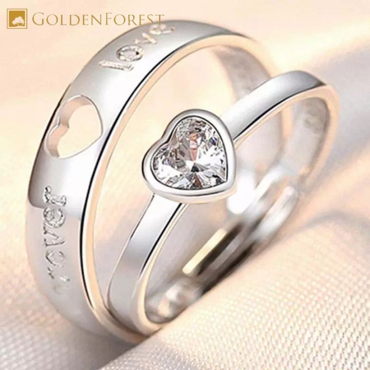 Pair of Silver Rings Couple Rings Diamond Rings Proposal Rings Men's ...