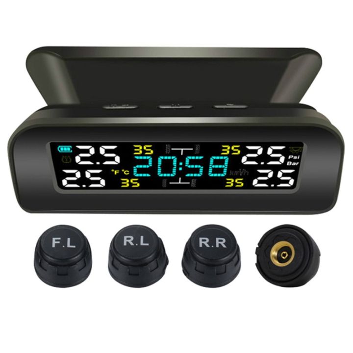 Rojey Solar Monitoring Tyre Temperature Alarm System Car TPMS Tire Pressure Monitoring System ...