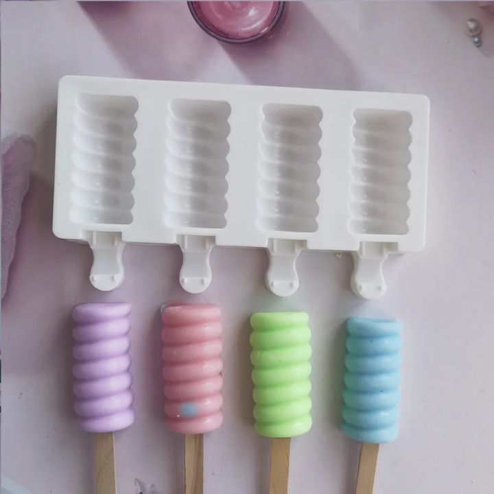 Ice cream silicone mold DIY Homemade Popsicle Molds Freezer Juice 4 ...