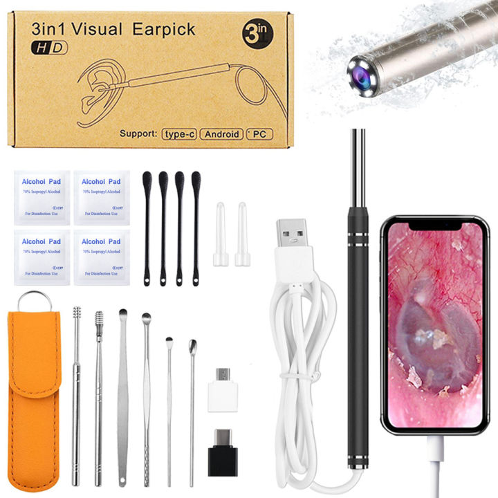 Ear Wax Removal USB Otoscope Cleaner Cleaning Pick Tool LED Light ...