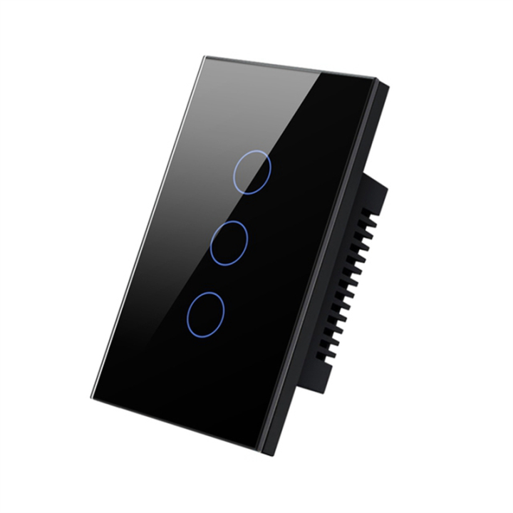 Smart Wall Switch LED Light Switches 3 Gang Smart Touch Sensor Black US ...