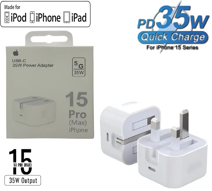 iphone 35W Type C power adapter iphone 15 pro max (Uk Pin) Fast Charger ...