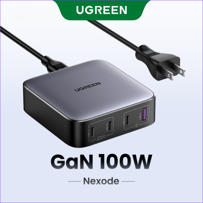 UGREEN 100W USB C Charger, Nexode 4 Ports USB C Charging Station, GaN Desktop Charger for ...