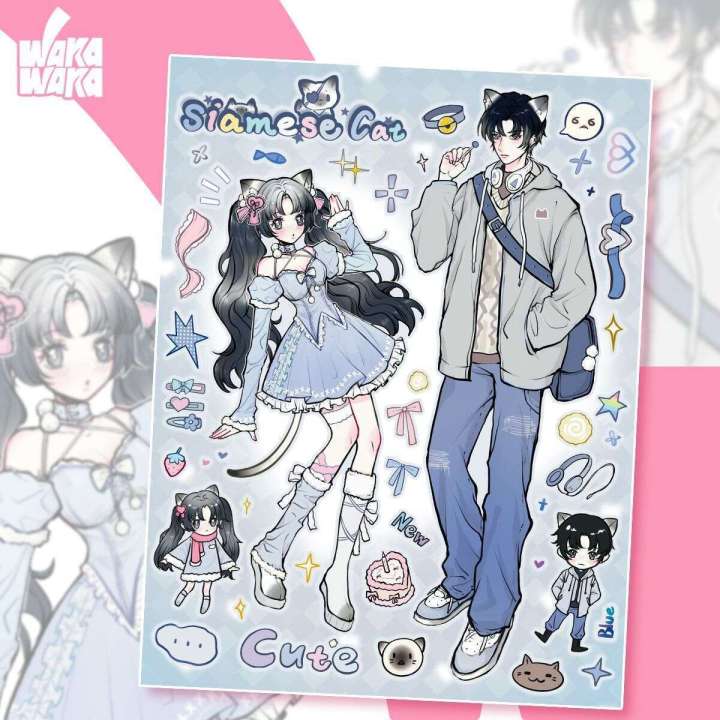 Waka Character Couple Love Series Journal Stickers Anime Guka Phone ...