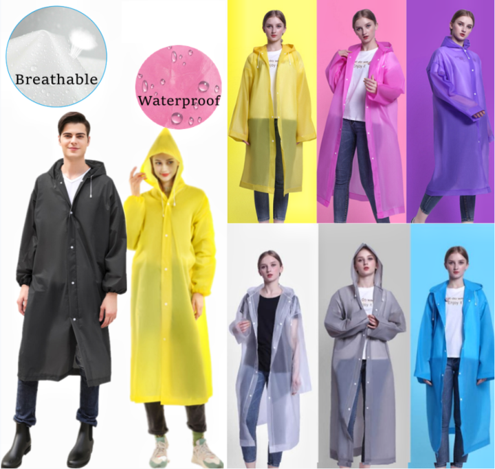 Adult Child Men Women Hooded Raincoat EVA Rain Clothes Covers ...
