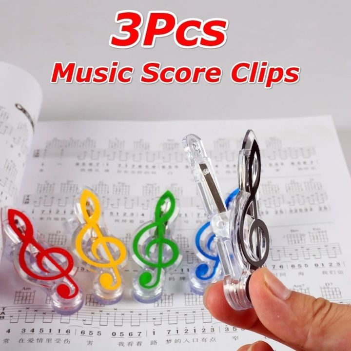 3Pcs/set Book Paper Sheet Clips Steel Spring Score Funny Mini Music ...