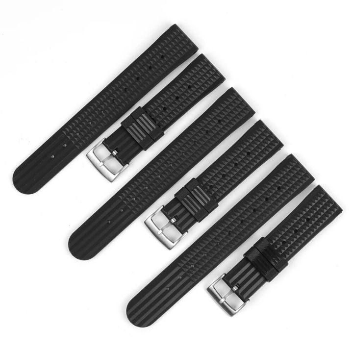 Rubber Watch Strap Soft Watchbands 18mm 20mm 22mm Black Diving Sport ...