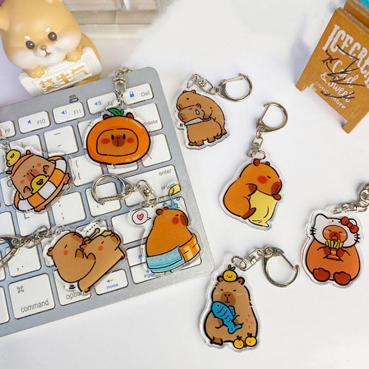 1Pc Capybara Acrylic Keychain Pendant Backpack Car Bag Key Ring Decor ...