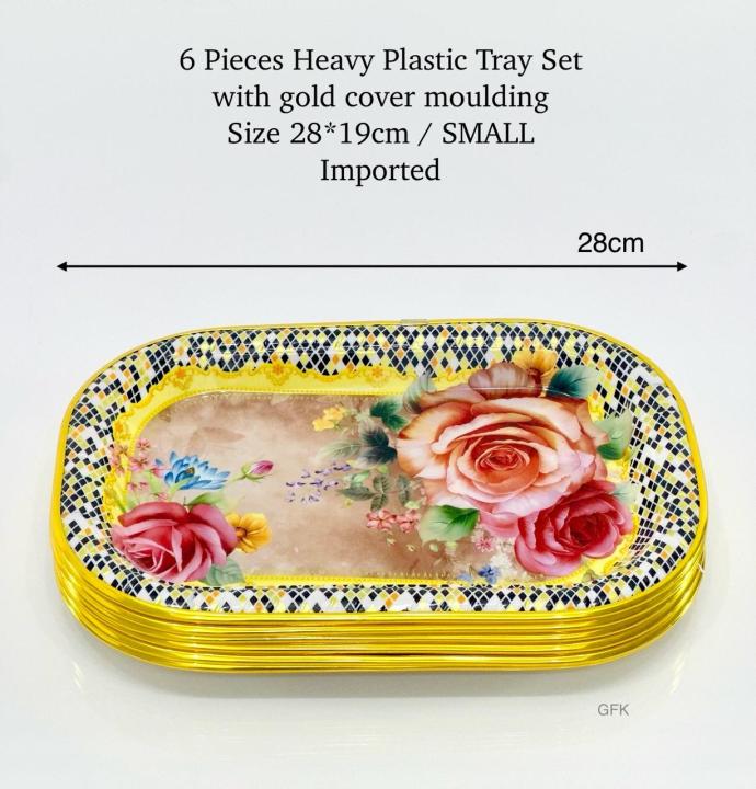 6-Piece Heavy Plastic Tray Set with Gold Cover Moulding – Small ...