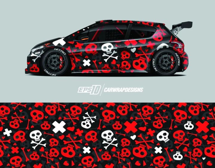 Skull Full Body Vinyl Wrap Modern Design Vector Image Car Full Wrap ...