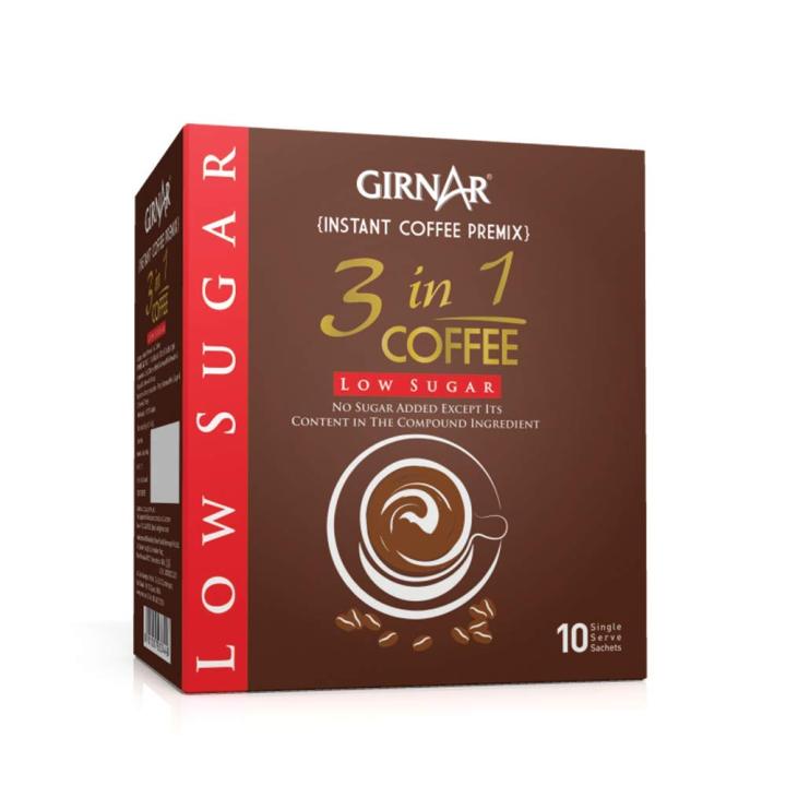 Girnar Instant Coffee 3 In 1 (10 Sachets - Low Sugar), Ground, Box FROM ...