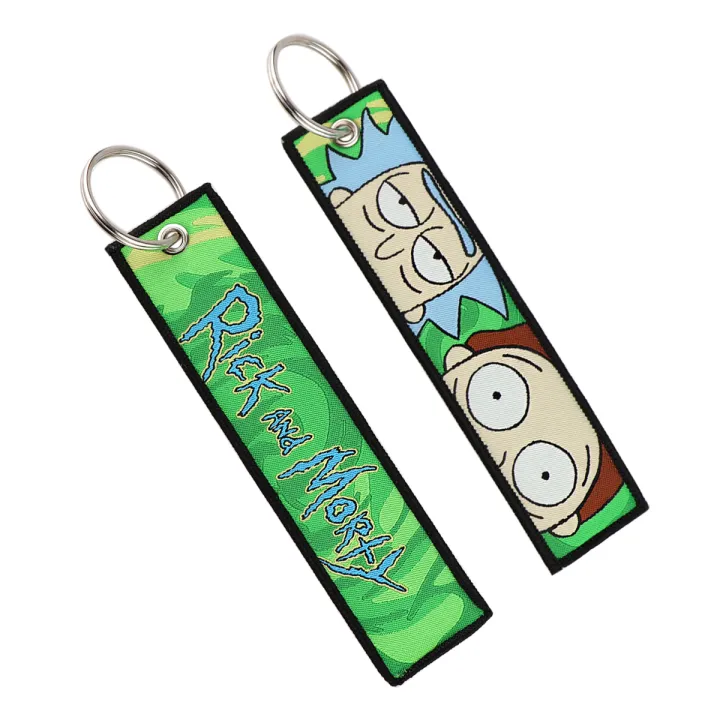 Cartoon Character Scientist Key Tag Embroidery Key Fobs Cute Keychain ...