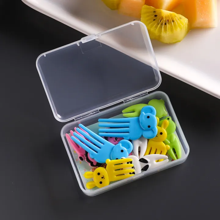 Transparent Fruit Fork Storage Box Organizer Plastic Storage Case ...
