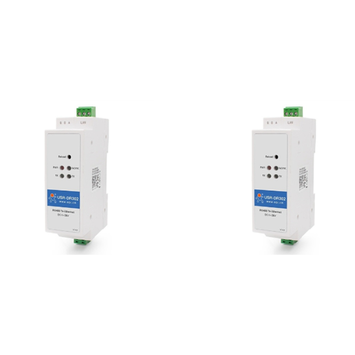 2X USR-DR302 Din Rail Serial RS485 to Ethernet TCP IP Server Module ...