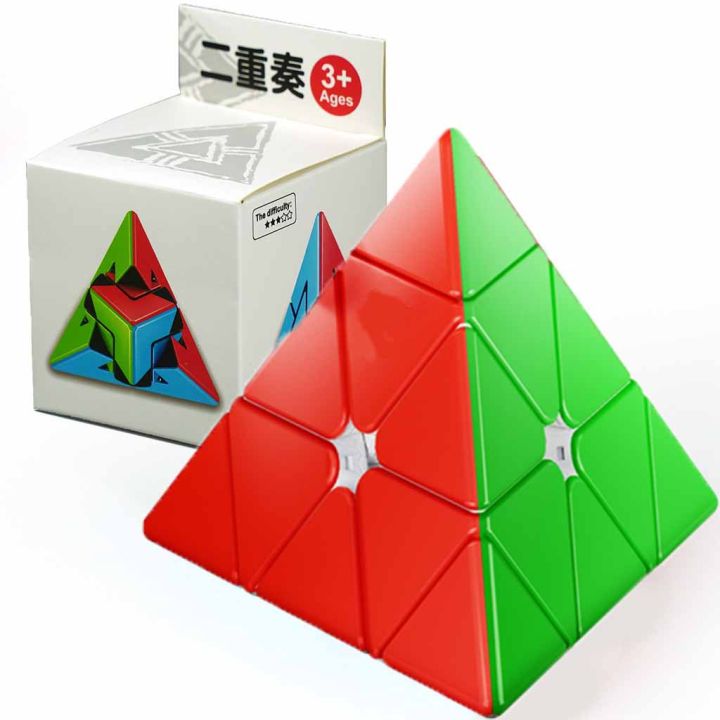 Pyramid 3x3 Rubik Cube (Stickerless) - PYRAMINX Smooth Speed Cube - Professiona Speed Magic ...