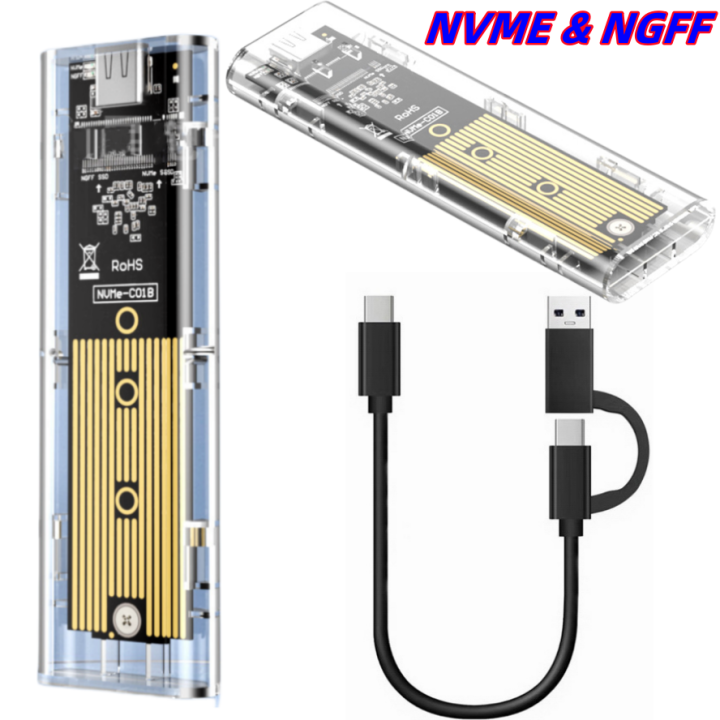 M.2 Nvme Ngff Sata Dual Protocol Ssd Case Clear Usb Type C 10gbps -E M2 ...