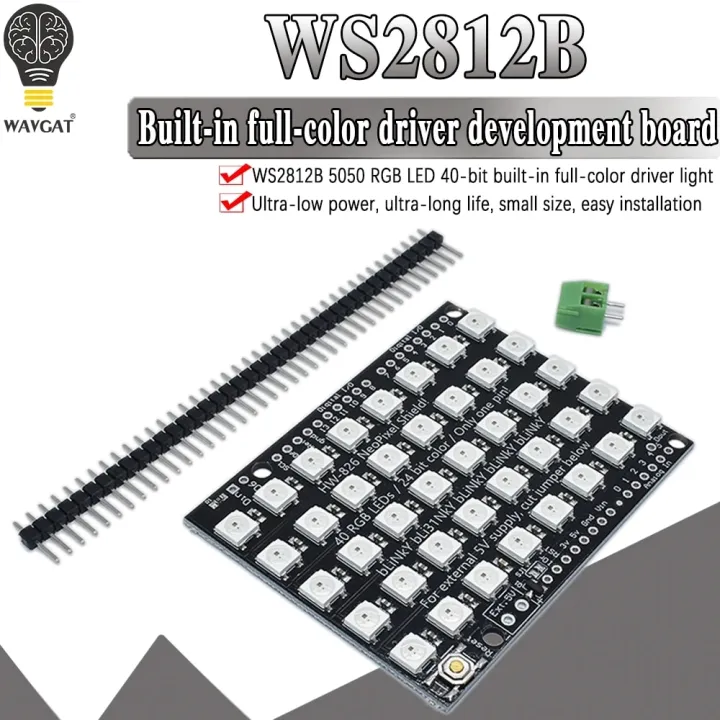 WS2812B 40 RGB LED WS2812 5X8 Pixel Dot Matrix Shield Addressable LED ...