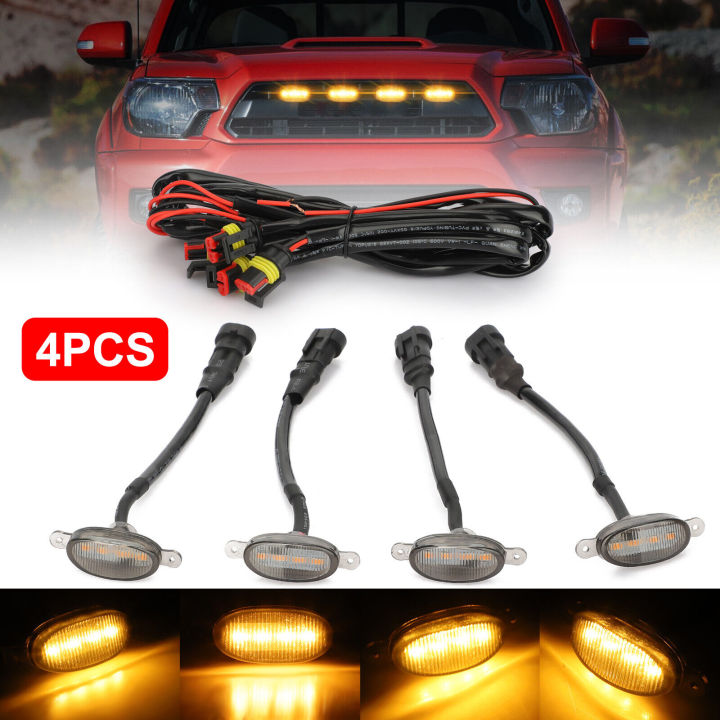4X Raptor Style LED Amber Front Grille Lights Kit Universal | Daraz.lk