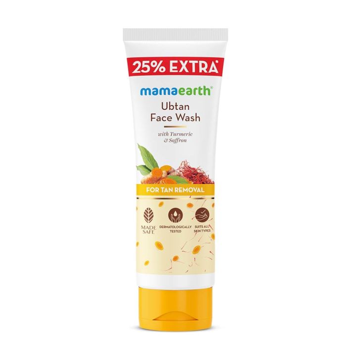 Mamaearth Ubtan Natural Face Wash For All Skin Type With Turmeric & Saffron For Tan Removal And ...
