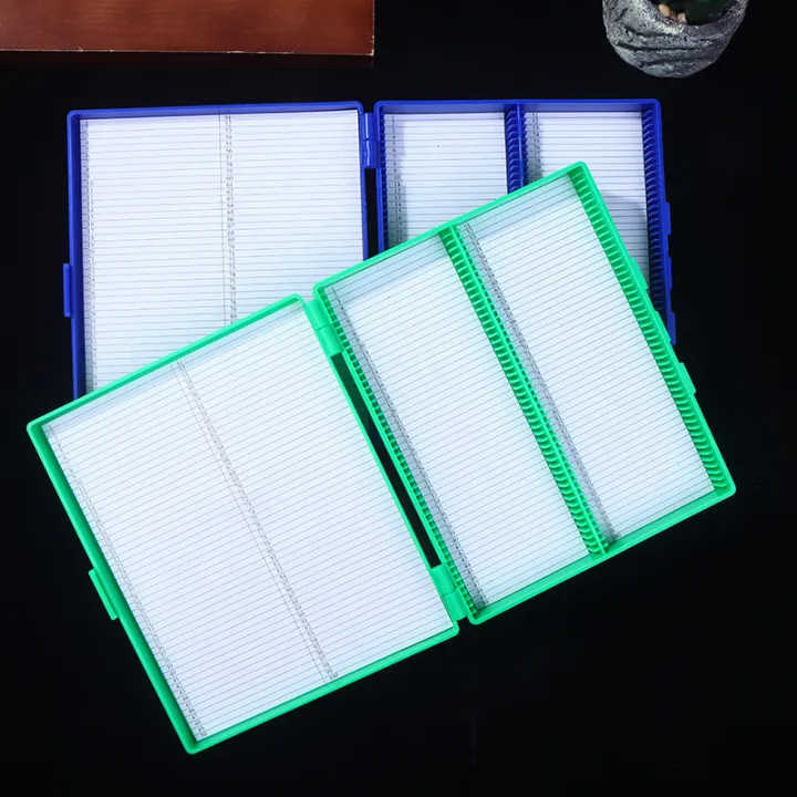 4 Colors Plastic Rectangle Hold 100 Microslide Slide Microscope Box ...