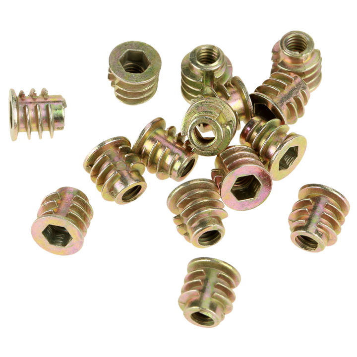 50Pcs M4*8mm Zinc Alloy Hex Drive Furniture Nuts Threaded for Wood Nut ...