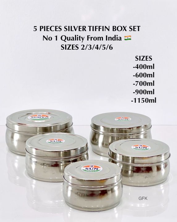 Tiffin Box Set Surya Brand / Silver High Quality Tiffin Box | Daraz.lk
