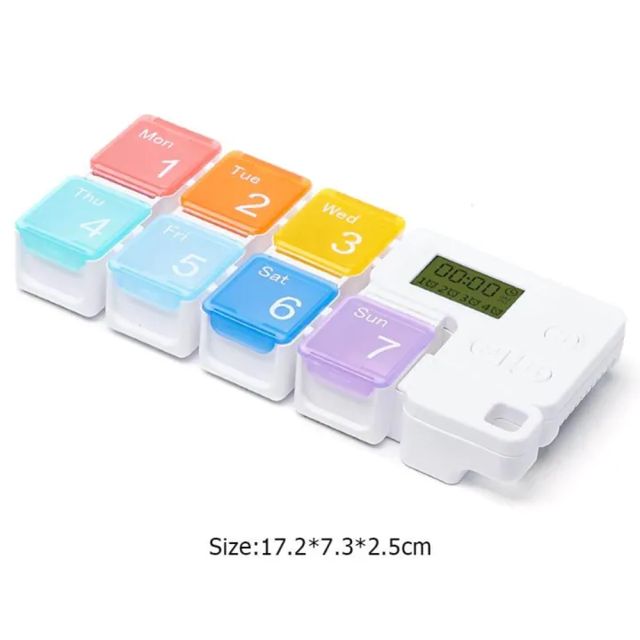 Smart 7-Day Pill Organizer Timing Reminder Medicine Storage Weekly Drug ...