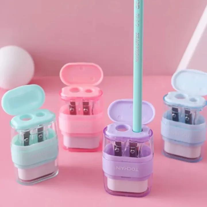 1PC New 2 in 1 Pencil Sharpener and Erasers School Student Stationery ...