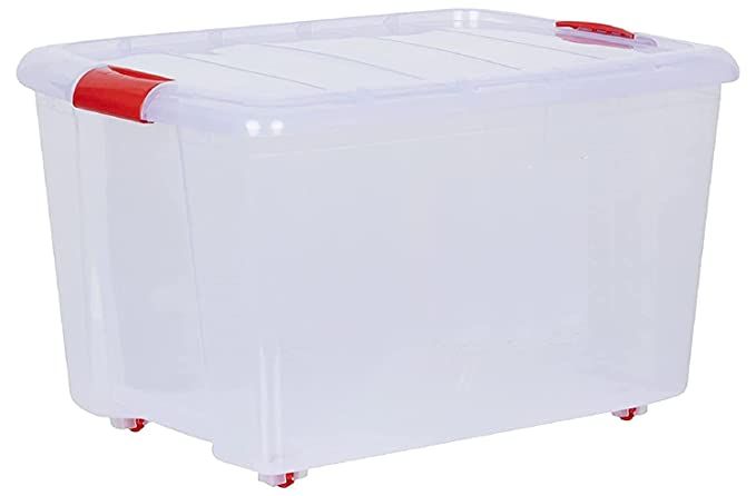 Multipurpose Plastic Storage Container Box with Wheels 30 LTR Clear ...