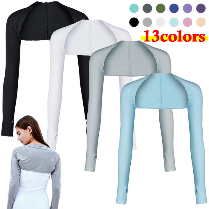 One-piece Ultra-thin Shawl Arm Sleeves Ice Silk Long Gloves Breathable ...