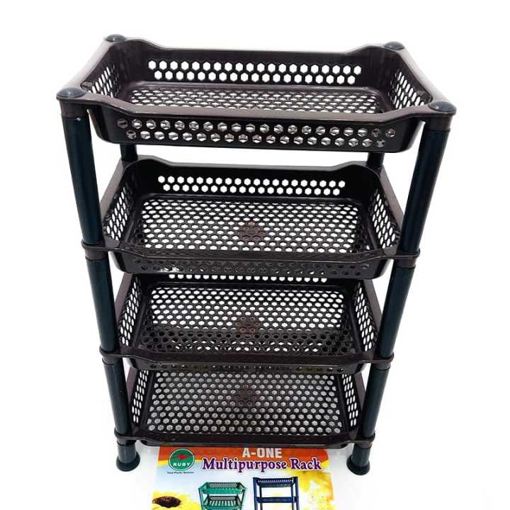 Plastic Vegetable & Fruit Rack - 4 Layer Multipurpose Stand Rack | Daraz.lk