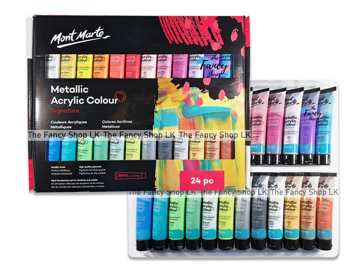 Mont Marte Acrylic Paint Colour Tube Set Signature Series Metallic Set ...