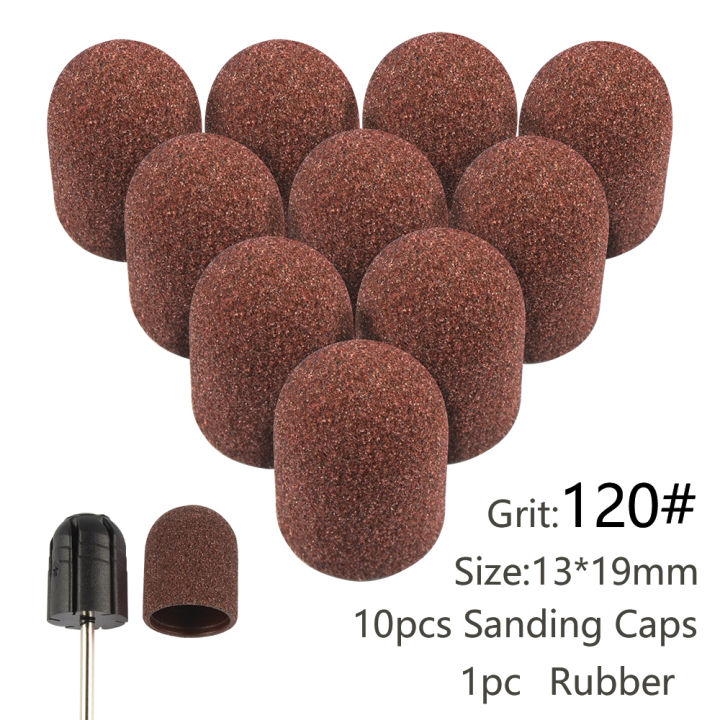 10pcs Nail Sanding Caps With Rubber Grinding Sand Cap Pedicure Tool for ...