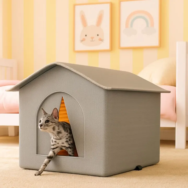 Portable Waterproof Insulated Cat House Foldable Enclosed Cooling Dog ...