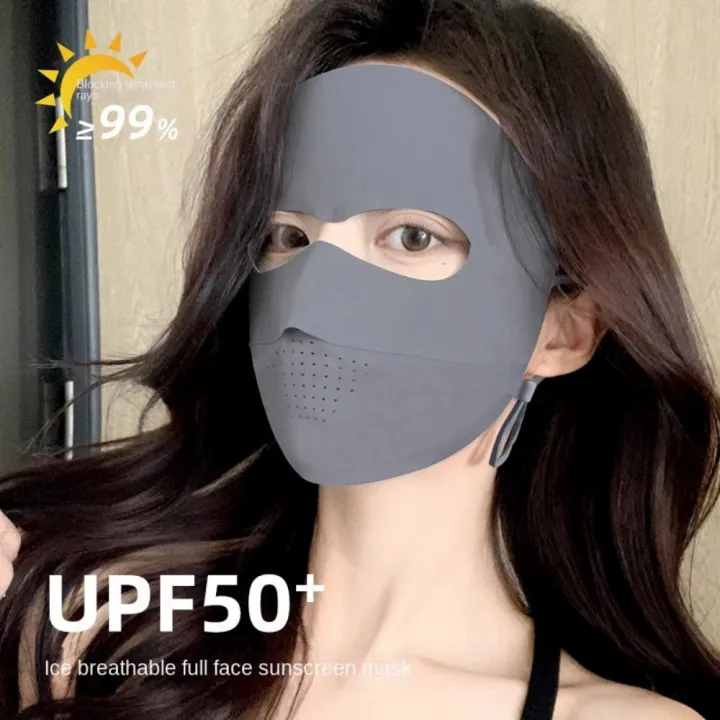 Face Scarves Elastic Summer Ice Silk Breathable UV Protection Sun ...