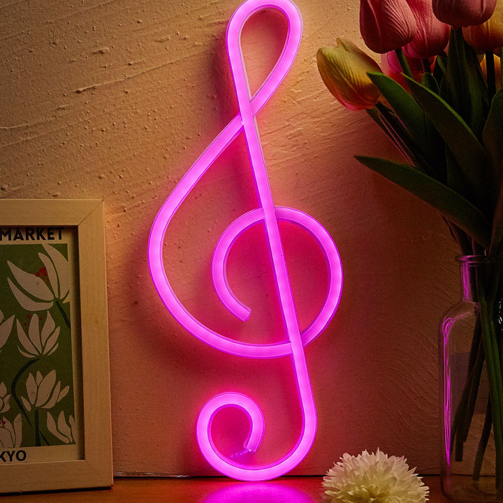 Chi-buy Music Note LED Neon sign USB Powered Or Battery Power Supply ...