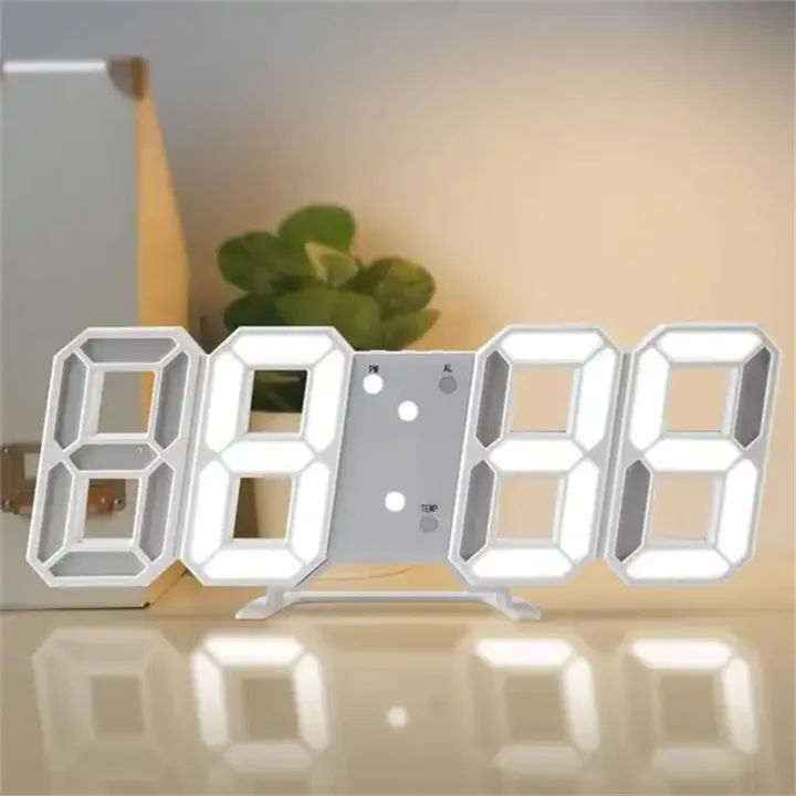 3D LED Digital Alarm Clock Wall Clocks Time/Date Multifunctional ...