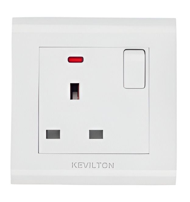 kevilton Modular White 13 Amp Socket Outlet with Neon Life Time ...