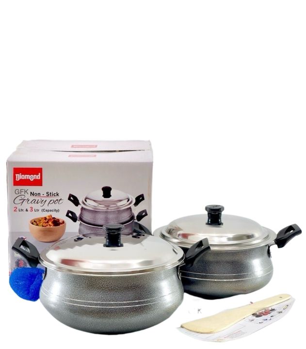 Non Stick Induction Compatible Gravy/Biryani Handi with Stainless Steel ...