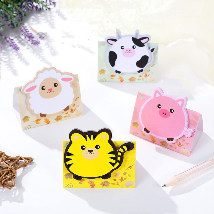 【MINISO】 4 Piece Cartoon Adhesive Cute Animals Notes Notepad Memo Pad ...