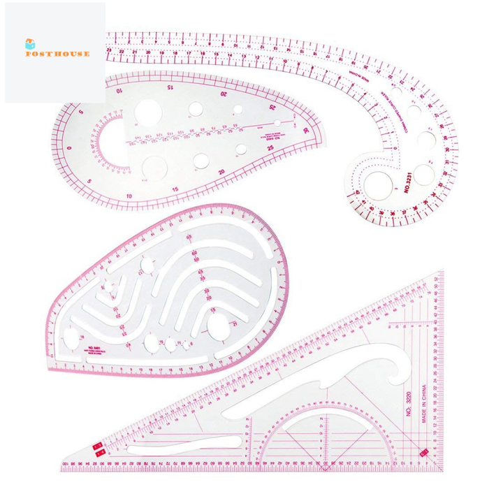 Sewing Ruler Set (4 Pcs) - Metric Ruler Set French Curve Pattern ...