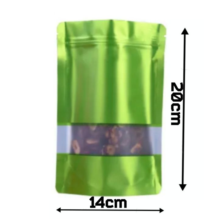 50pcs 14x20cm Green Color Stand Up Ziplock Transparent Pouch Bags With ...