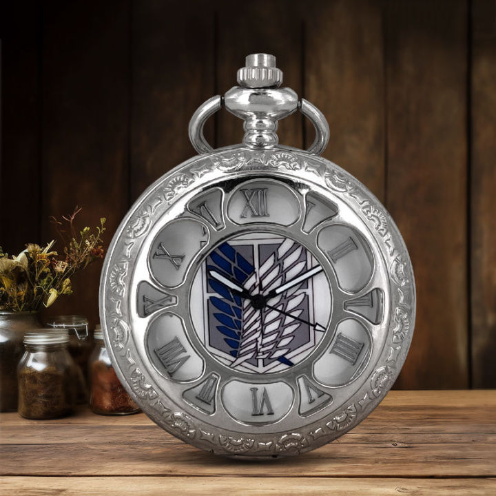 New Pocket Watch Classic Petal Black Magic Circle Literal Silver Quartz ...