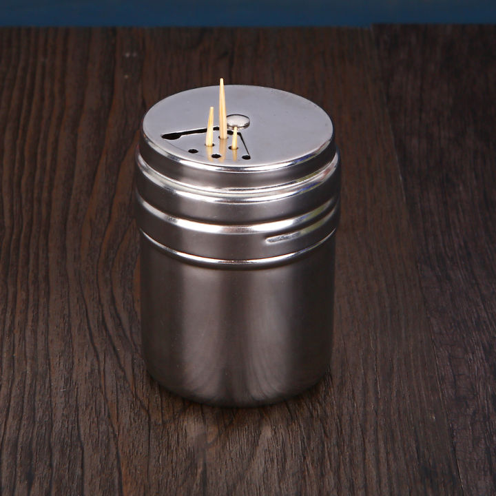 Stainless Steel Toothpick Holder Rotating with Lid Household Hotel ...