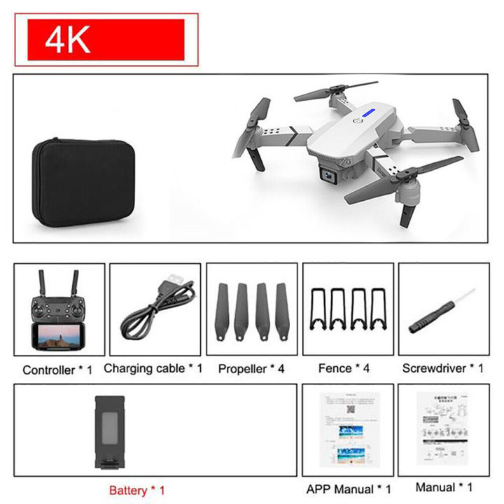 E88 Pro Drone 4k Profesional HD 4k Rc AirplaneSingle-Camera Wide-Angle Head Remote Quadcopter ...